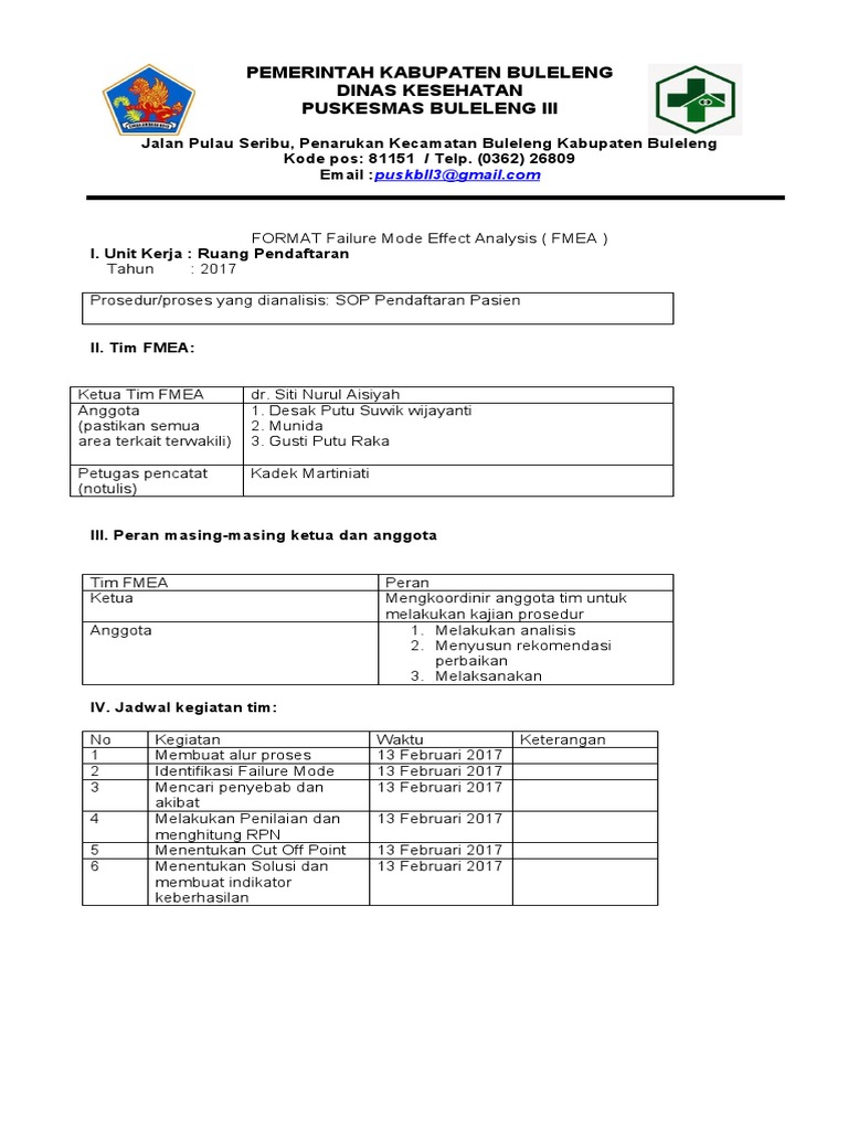 EP 8 FMEA ruang pendaftaran | PDF