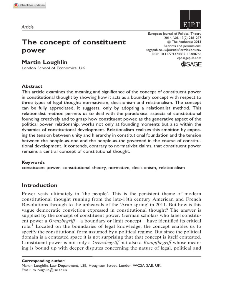 The Concept of Constituent Power-Martin Loughlin PDF | PDF ...