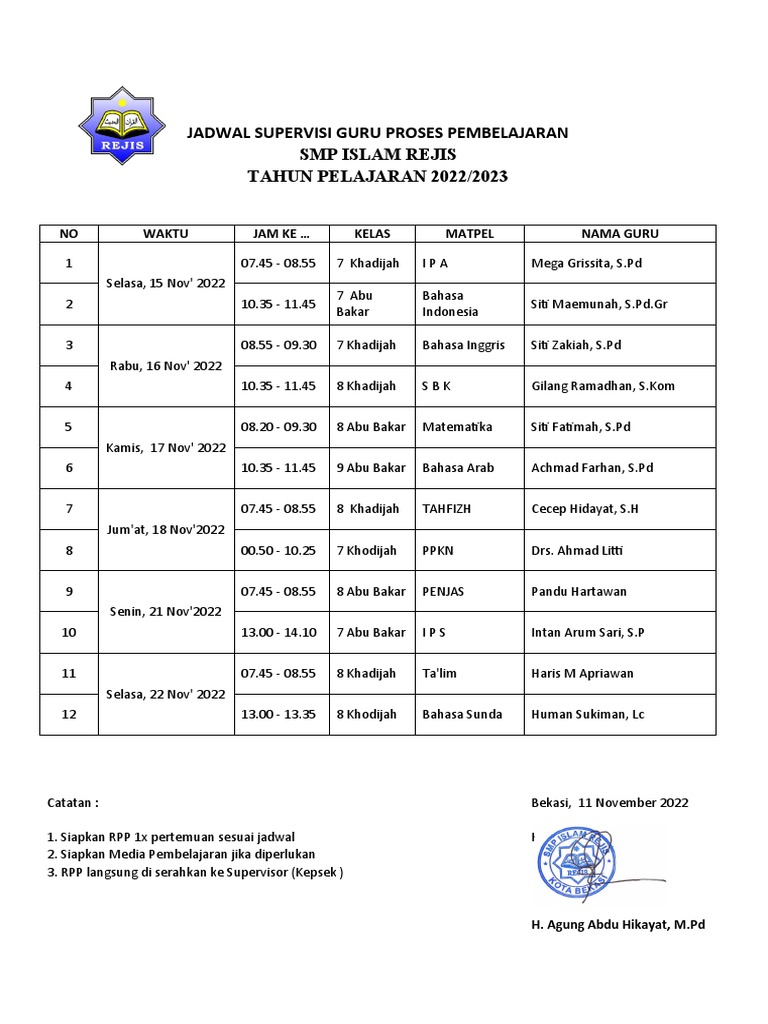 Point 29 Jadwal Supervisi | PDF