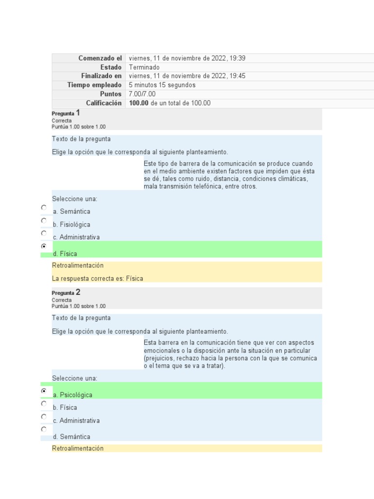 Examen La Comunicación Humana Primer Intento | PDF | Comunicación ...