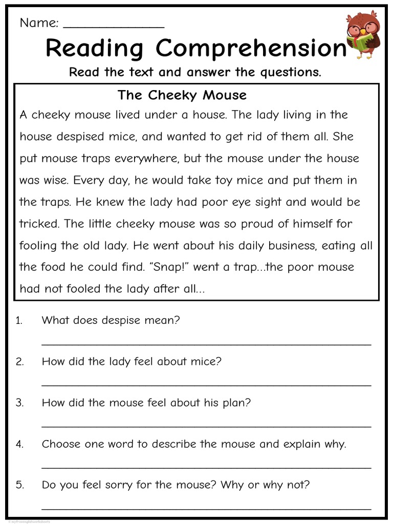 Reading Comprehension Grade 3 The Cheeky Mouse | PDF