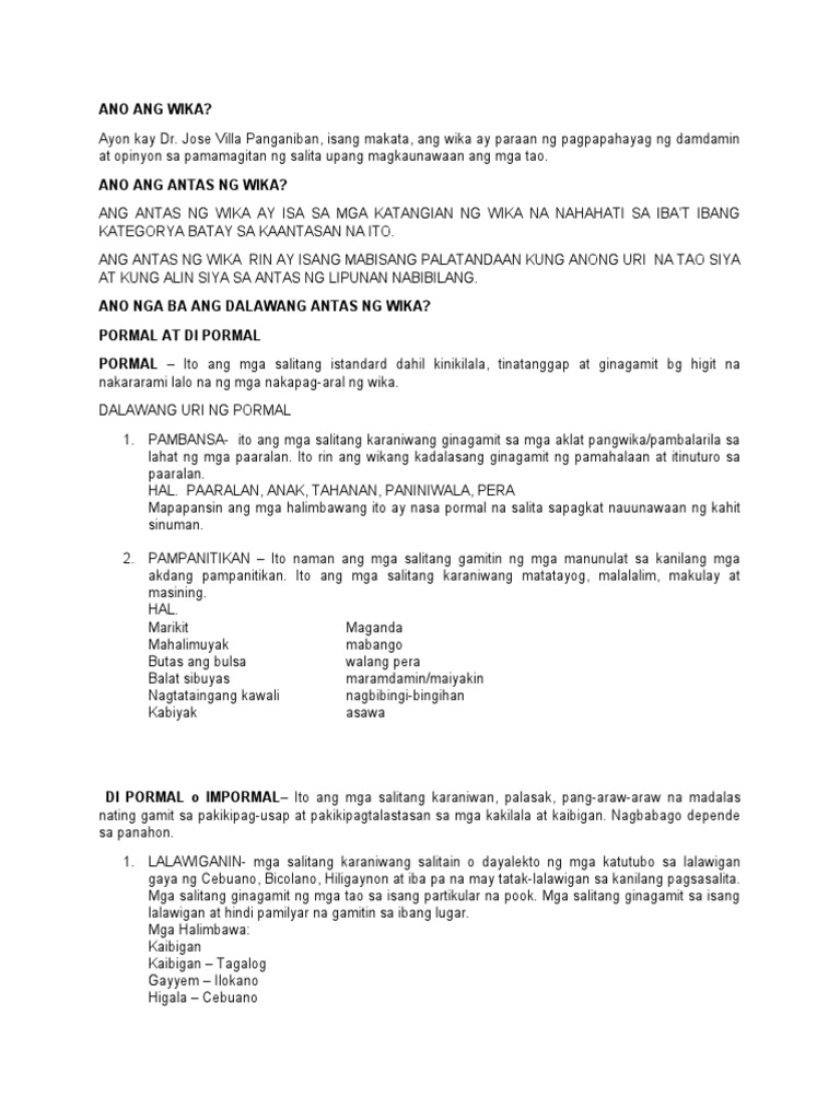 Antas NG Wika11 | PDF