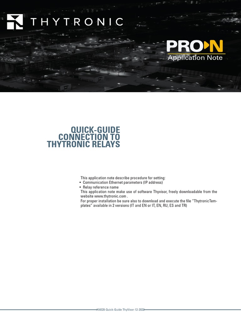 Setting up IP Address Configuration of Thytronic Relays Using ThyVisor Software | PDF | Computer ...