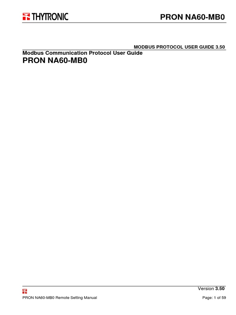 PRON NA60-MB0 Modbus User Guide | PDF | Computer Network | Internet Protocols