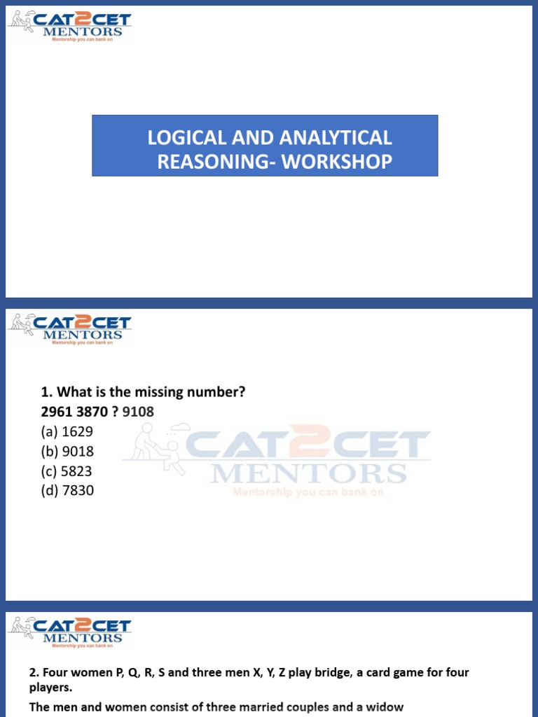 Logical and Analytical Reasoning - Workshop | PDF | Teachers