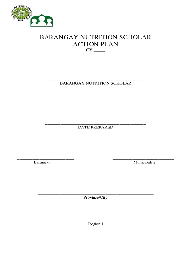 Barangay Nutrition Scholar's Action Plan for Improving Nutrition in ...