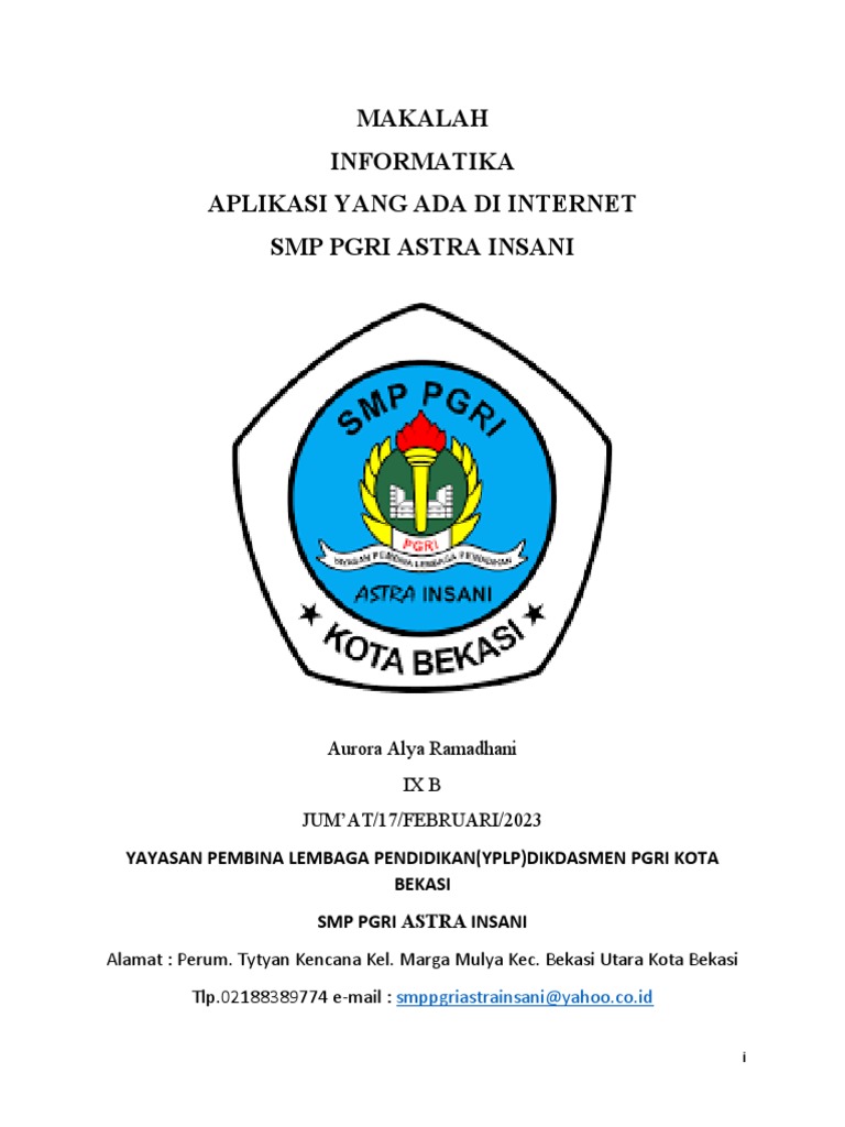 MAKALAH INFORMATIKA Aurora Alya R. 9b | PDF