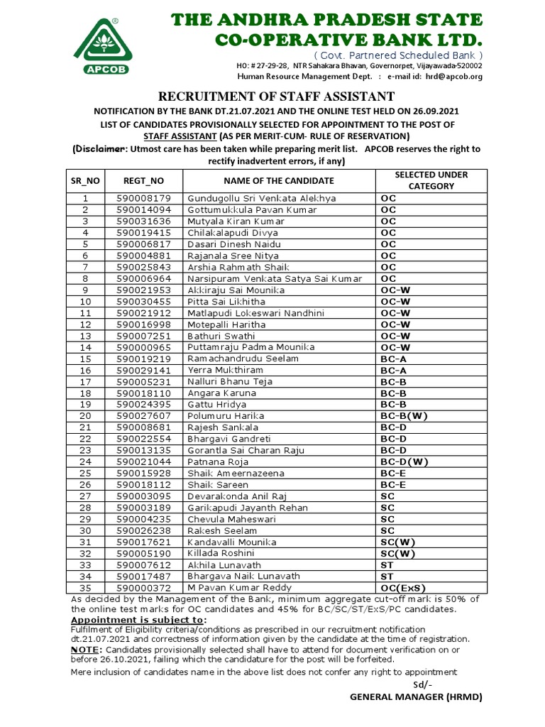 Online Exam Result Apcob Staff Asst Posts A11d82f2 | PDF