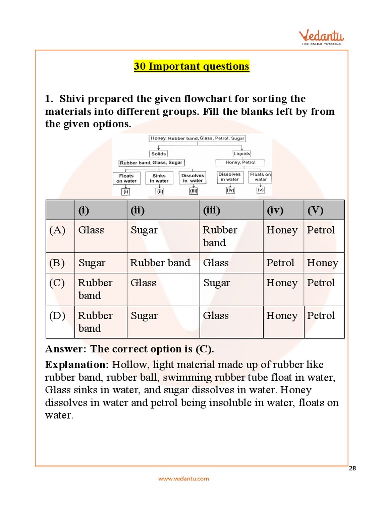 NSO Science Important Questions Class 6 PDF | PDF | Leaf | Cell (Biology)