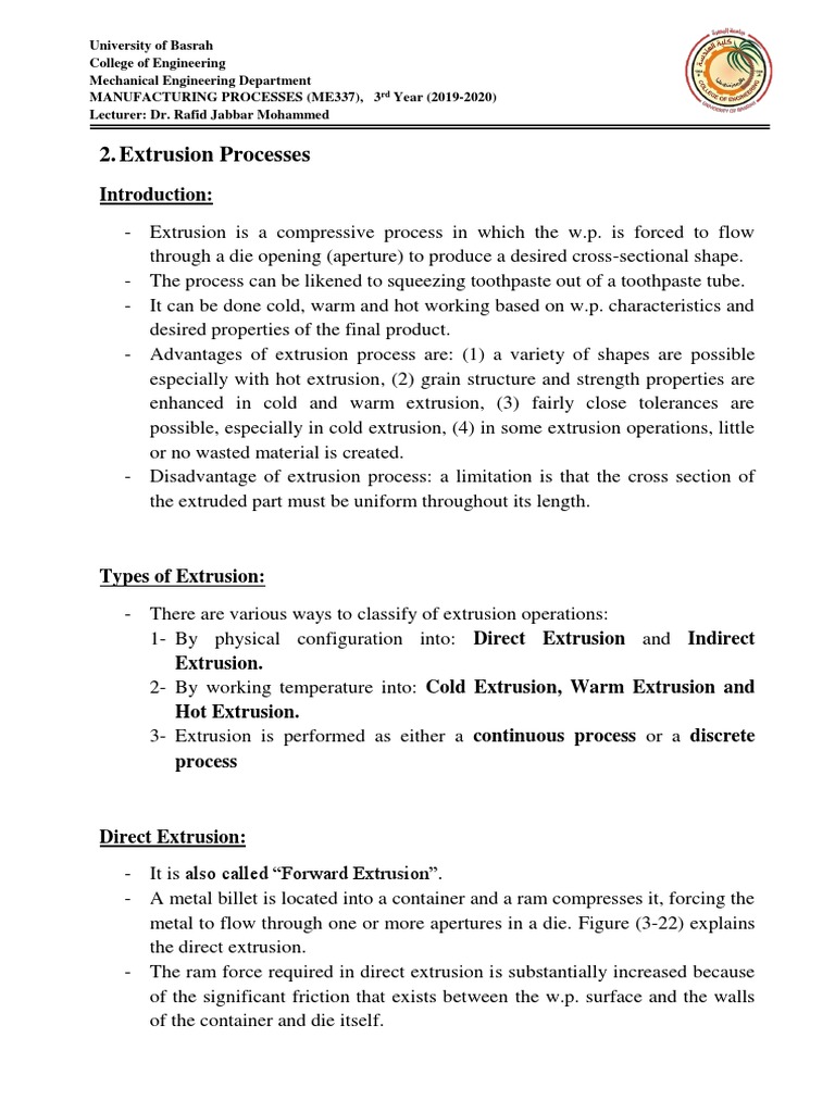 Extrusion Processes | PDF | Extrusion | Fracture