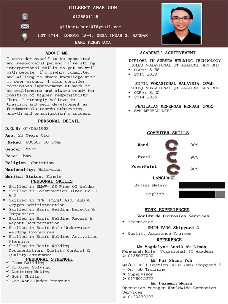 Gilbert Anak Gon's Resume | PDF