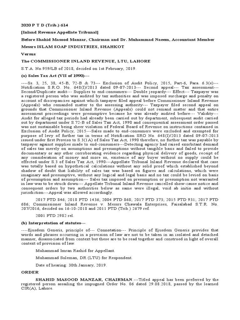 2020 P T D Trib 614 | PDF | Taxes | Precedent