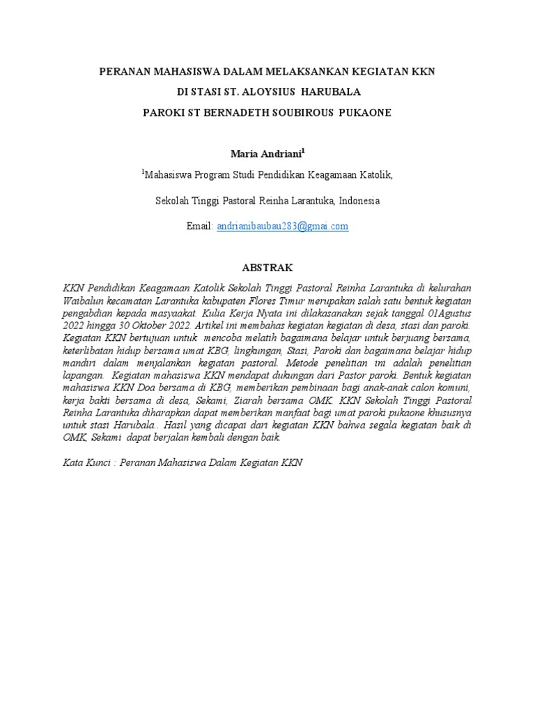 Peranan Mahasiswa KKN di Harubala | PDF