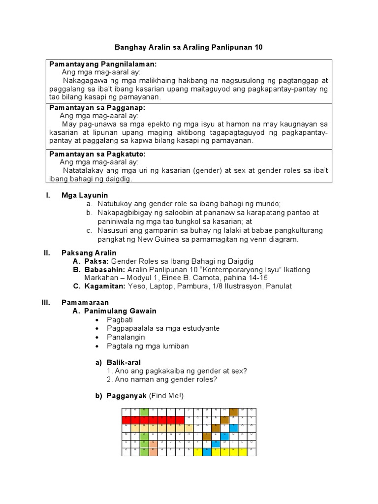 Banghay Aralin Sa Araling Panlipunan 10 - Lesson 3 | PDF