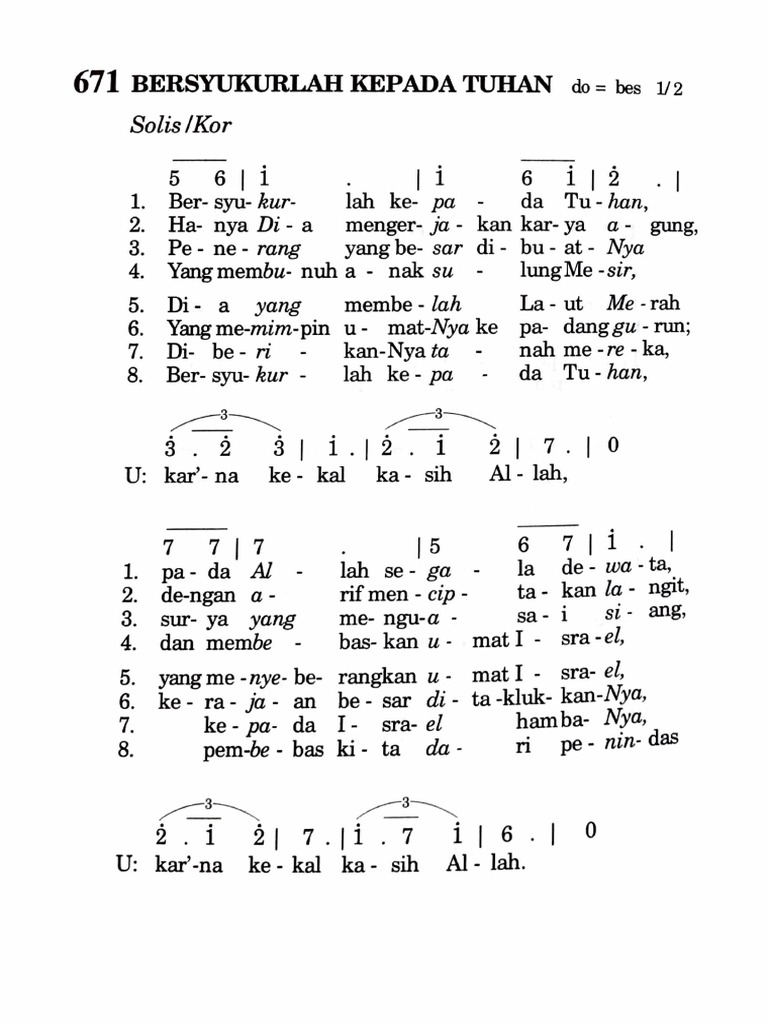 Bersyukurlah Kepada Tuhan - PS 671 | PDF