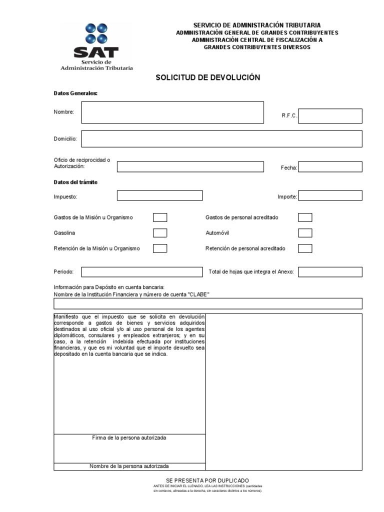 Solicitud de Devolución | PDF