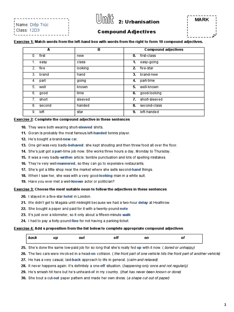 Compound Adj | PDF | Grammar | Linguistic Morphology