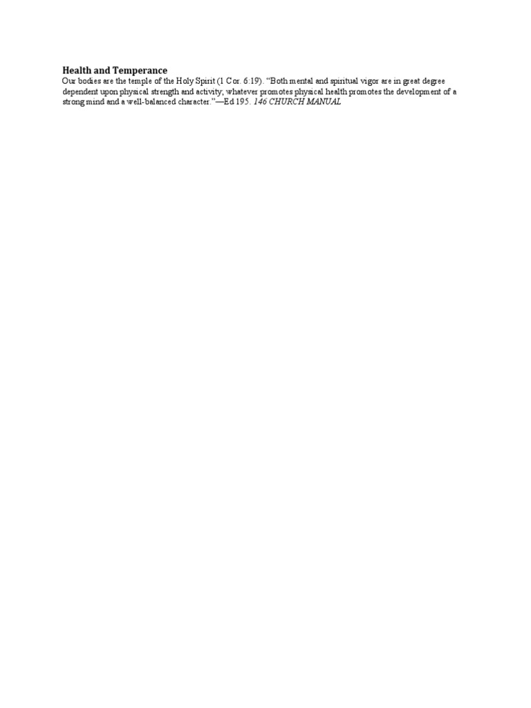 Health and Temperance | PDF | Modesty | Sin