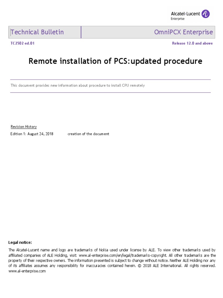 TC2502en-Ed01 Remote Installation of PCS Updated Procedure | Download Free PDF | Personal ...