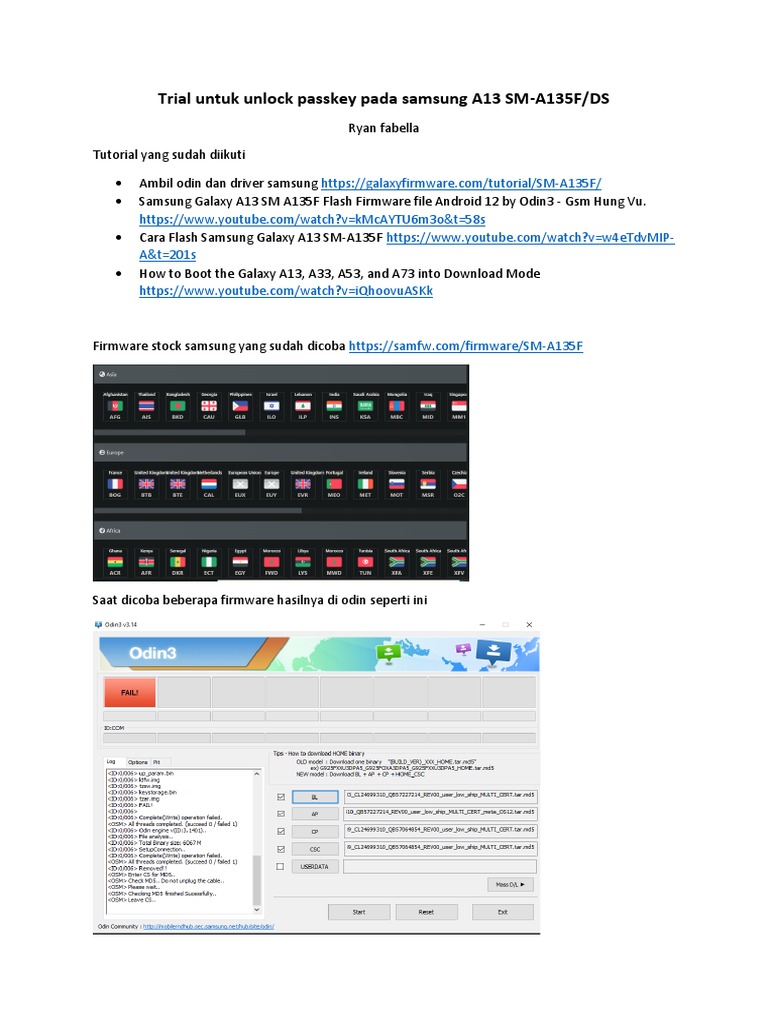 Trial Untuk Unlock Passkey Pada Samsung A13 SM | PDF