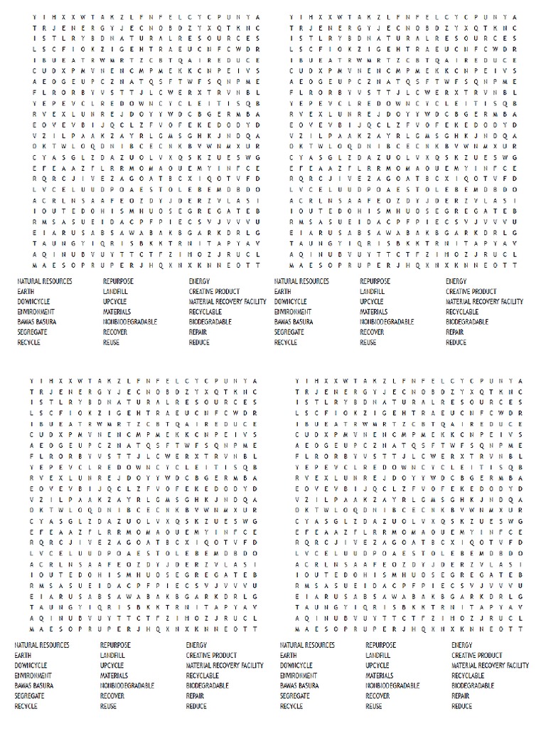 Word Search (Reuse Reduce Recycle) | PDF
