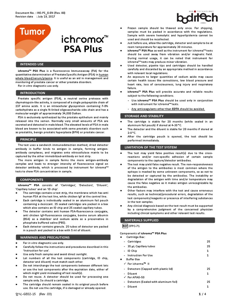 INS PS - E EN Ichroma PSA Plus - Rev.00 - 170719 | PDF | Prostate ...