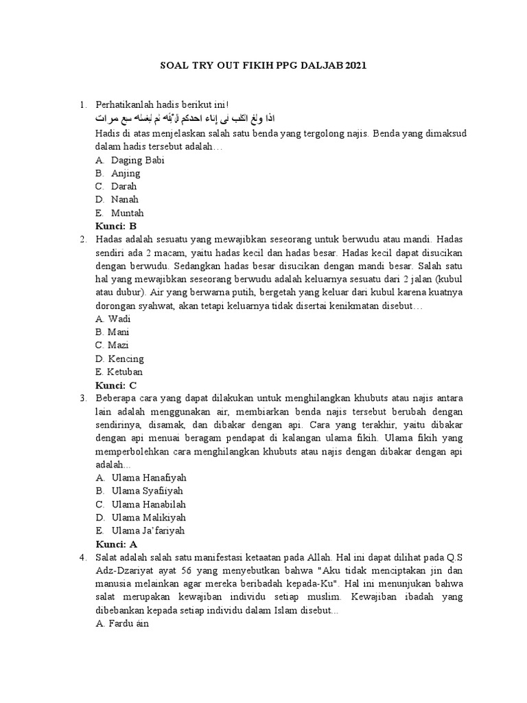 Soal Tryout Fikih Fix | PDF