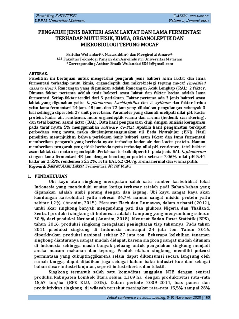 279-Article Text-486-1-10-20210226 PENGARUH JENIS BAKTERI ASAM LAKTAT DAN LAMA FERMENTASI | PDF