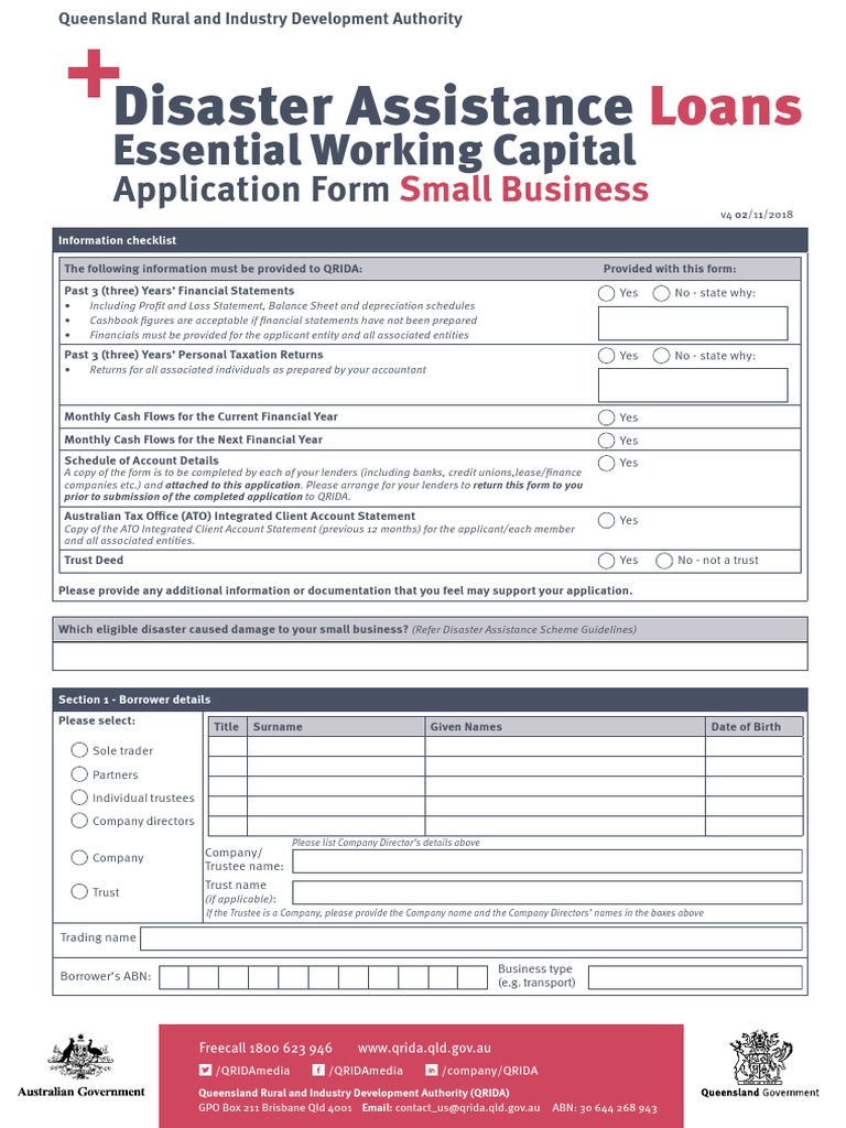 Disaster Assistance EWC Loan Application Small Business | PDF | Loans ...