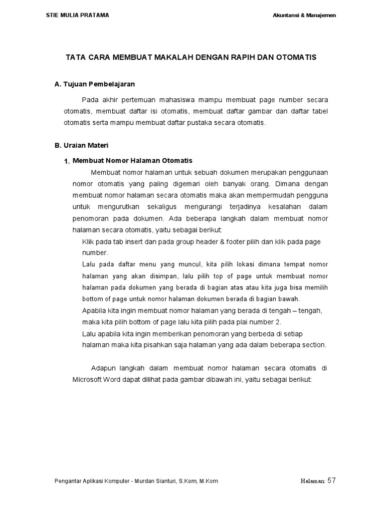 Tata Cara Membuat Makalah Dengan Rapih Dan Otomat Pdf