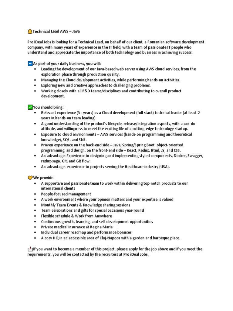 Technical Lead Awsandjava Pdf Cloud Computing Java Programming Language