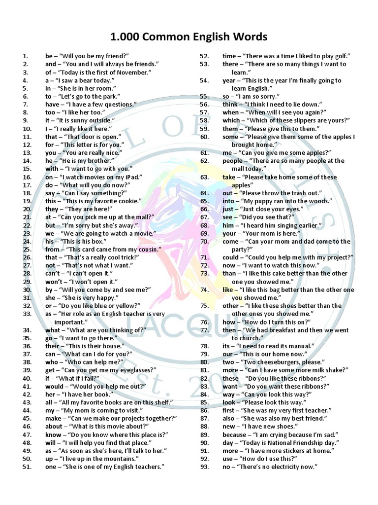 1000 Common English Words List | PDF | Home & Garden