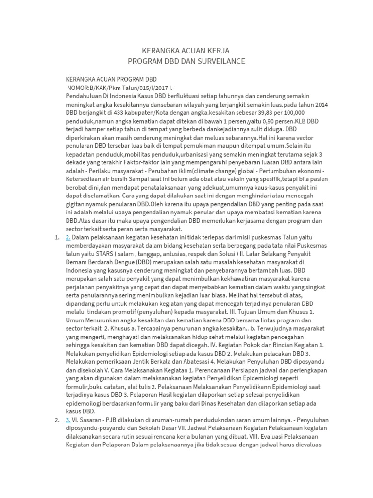 CONTOH KERANGKA ACUAN KERJA DBD.docx | PDF