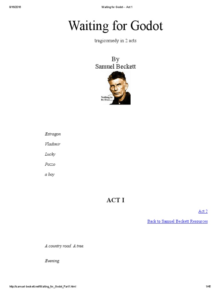 Waiting For Godot by Samuel Beckett PDF | PDF