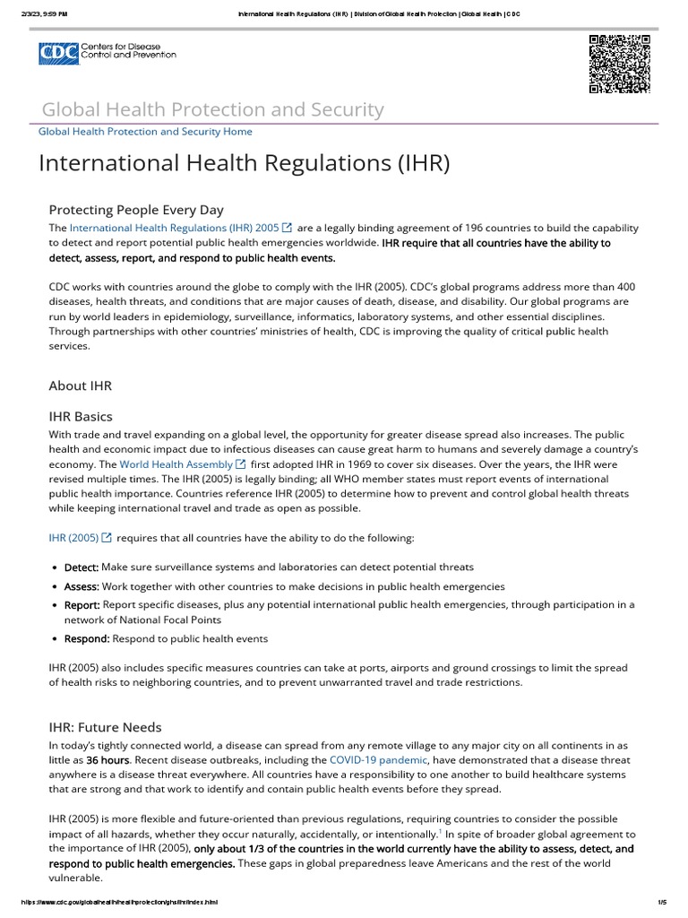International Health Regulations (IHR) - Division of Global Health ...