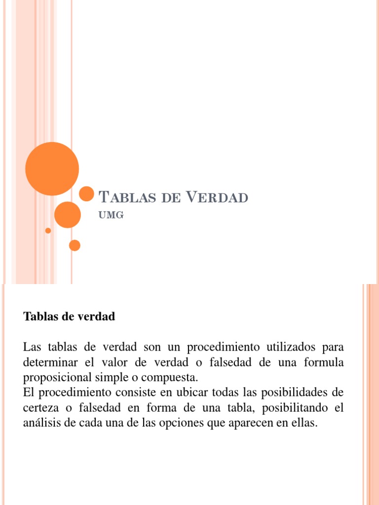 07 Tablas de Verdad | PDF | Proposición | Verdad