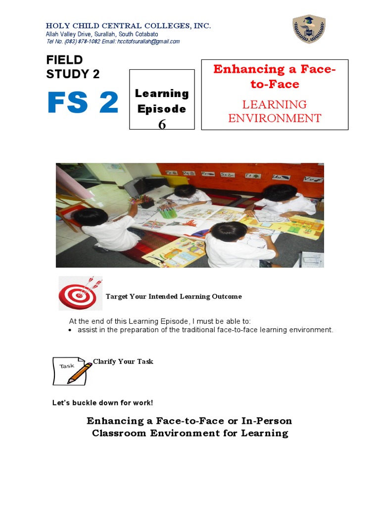FS 2 EPISODE 6 - Enhancing A Face-to-Face Learning Environment | PDF | Learning | Classroom