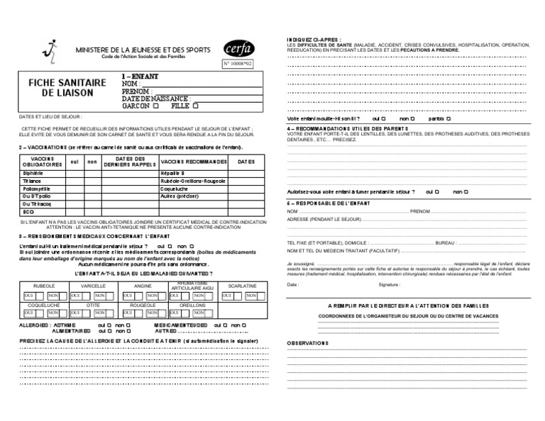 Fiche Sanitaire | PDF