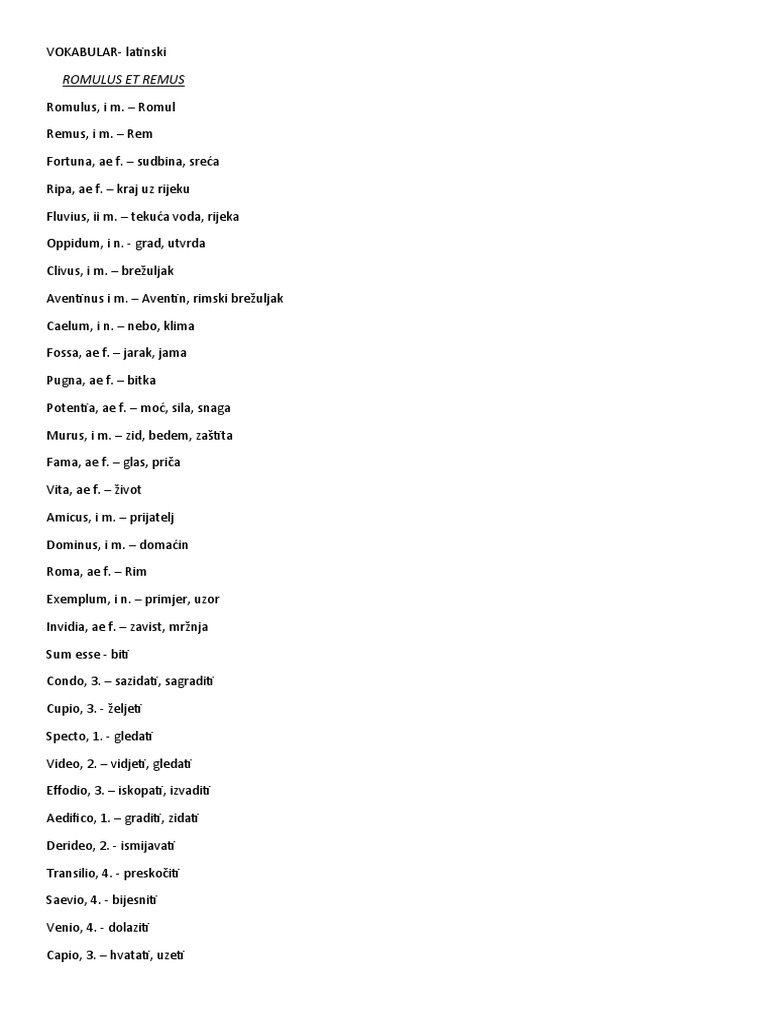 Vokabular - Latinski | PDF