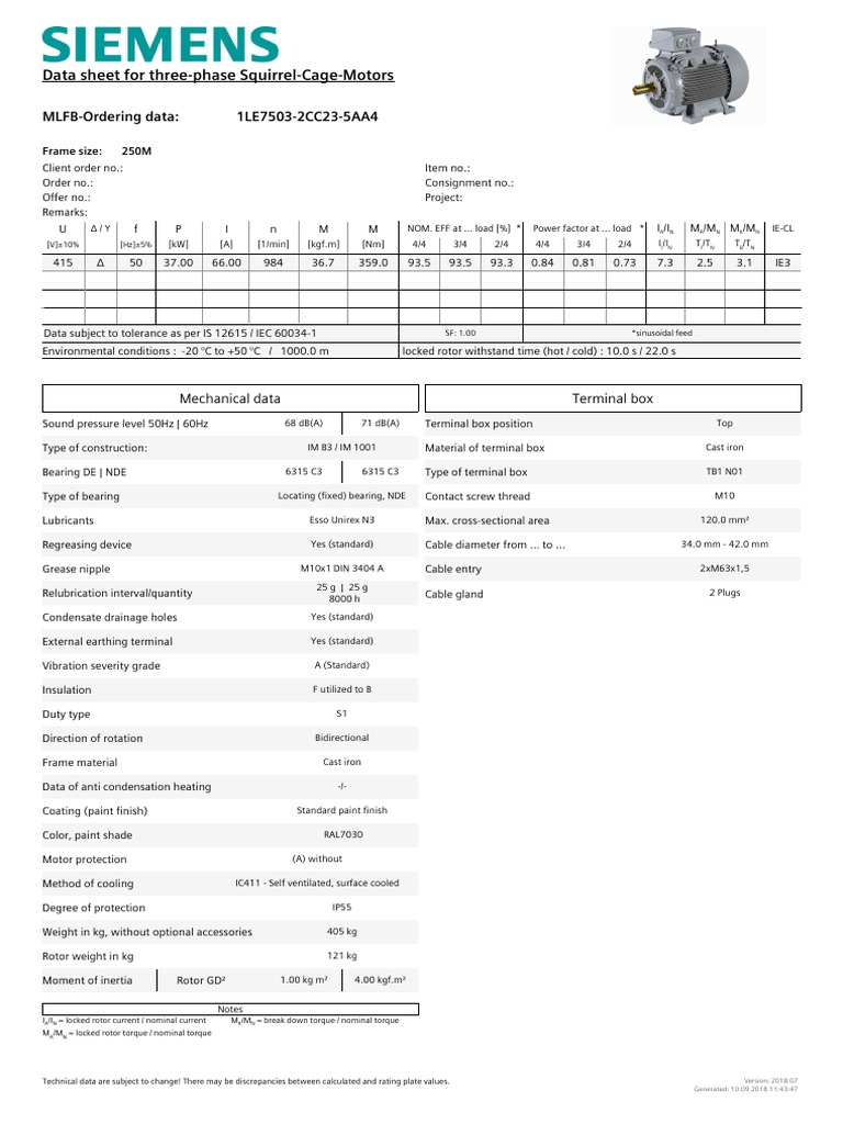 1LE7503-2CC23-5AA4 Datasheet en | PDF | Physical Sciences | Mechanical Engineering