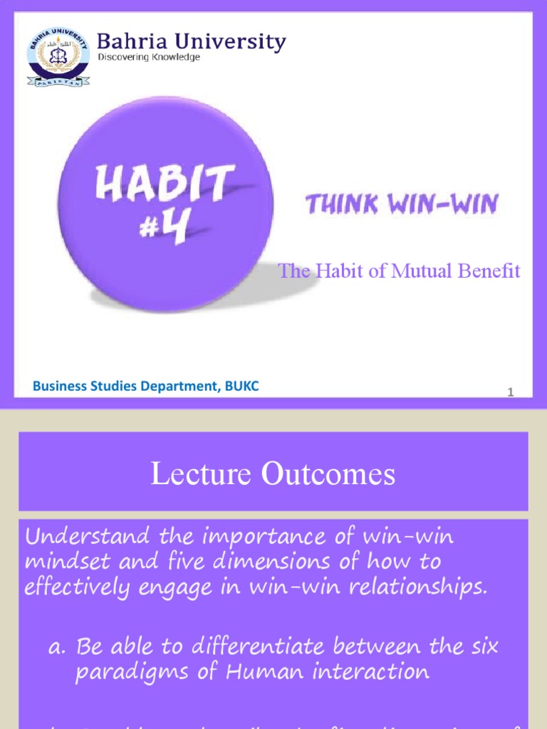 Habit 4 From The 7 Habits | PDF | Creativity | Cognitive Psychology