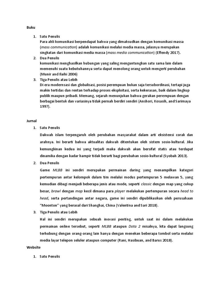 Contoh Sitasi APA Style | PDF