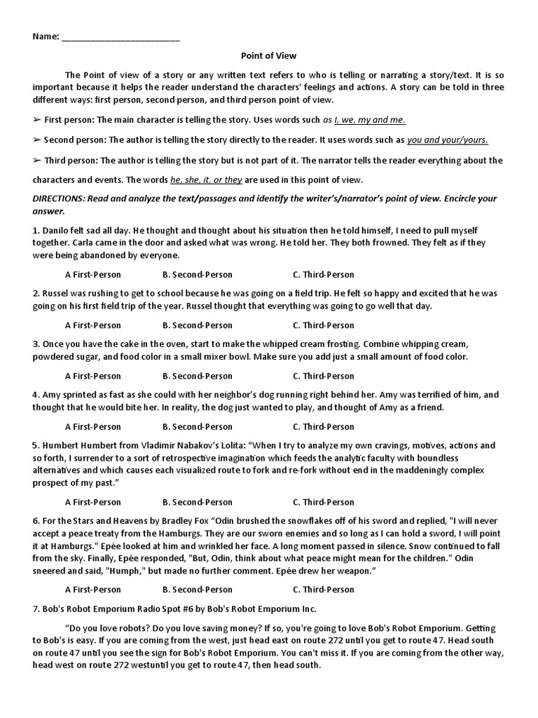 Point of View | PDF | Narration