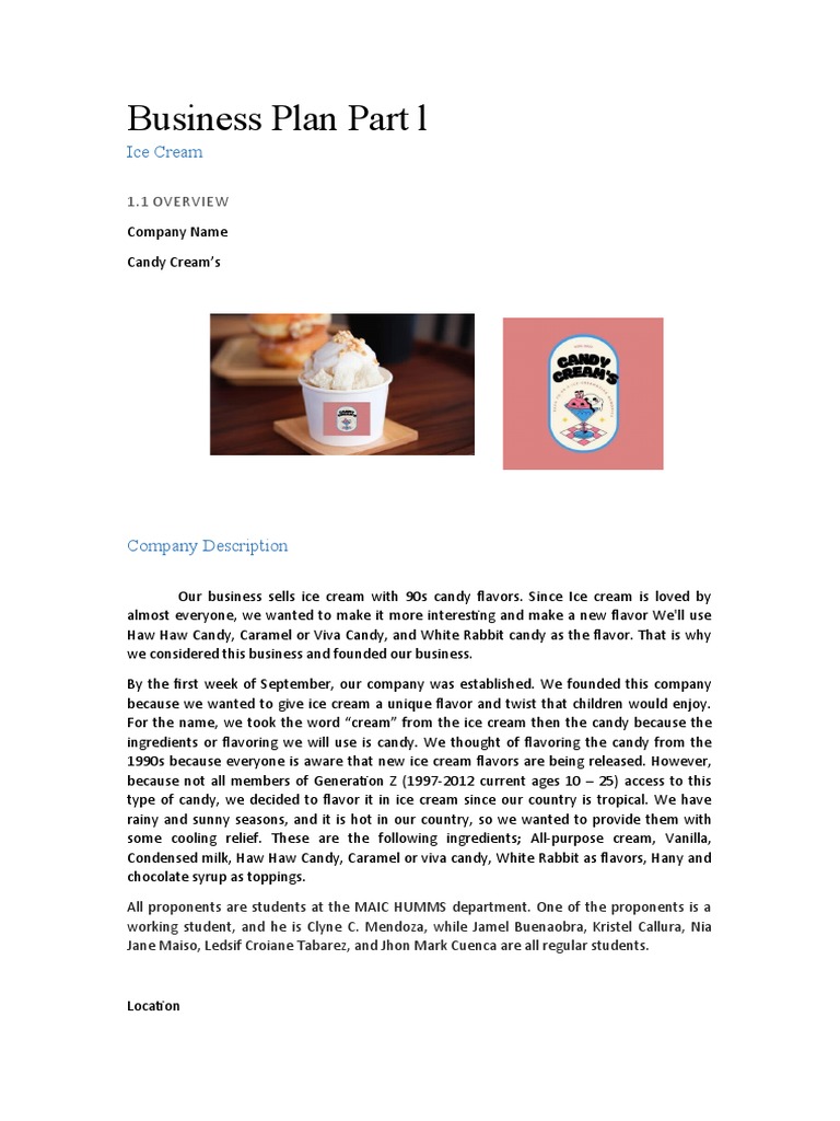 Unique 90s Candy Ice Cream Business Plan | PDF | Candy | Marketing