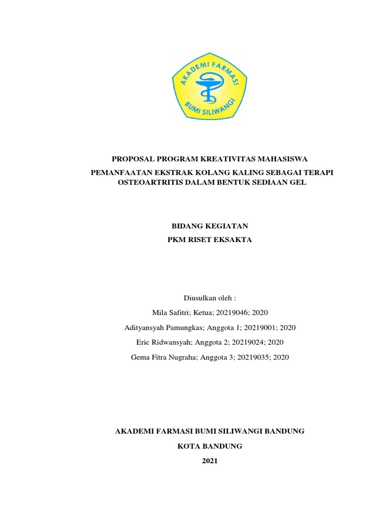 Proposal Pkm-Re 2021 | PDF