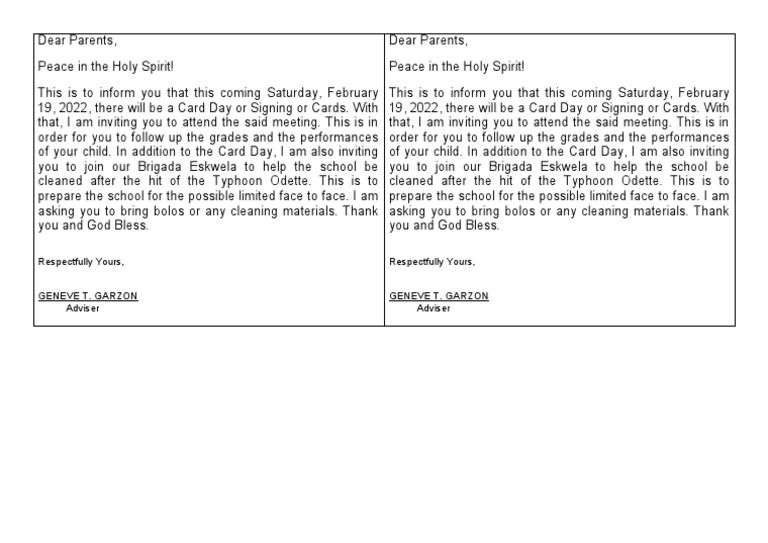 Card Day Letter | PDF