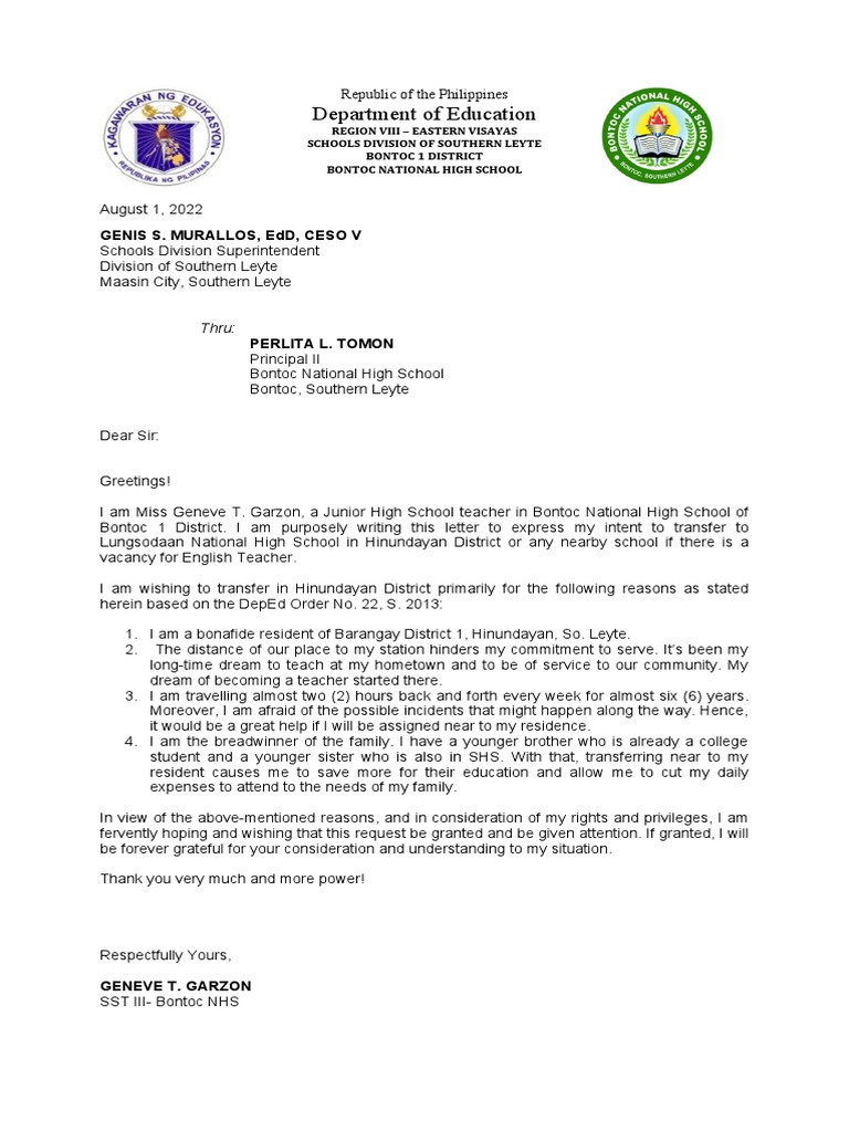 Letter of Transfer | PDF