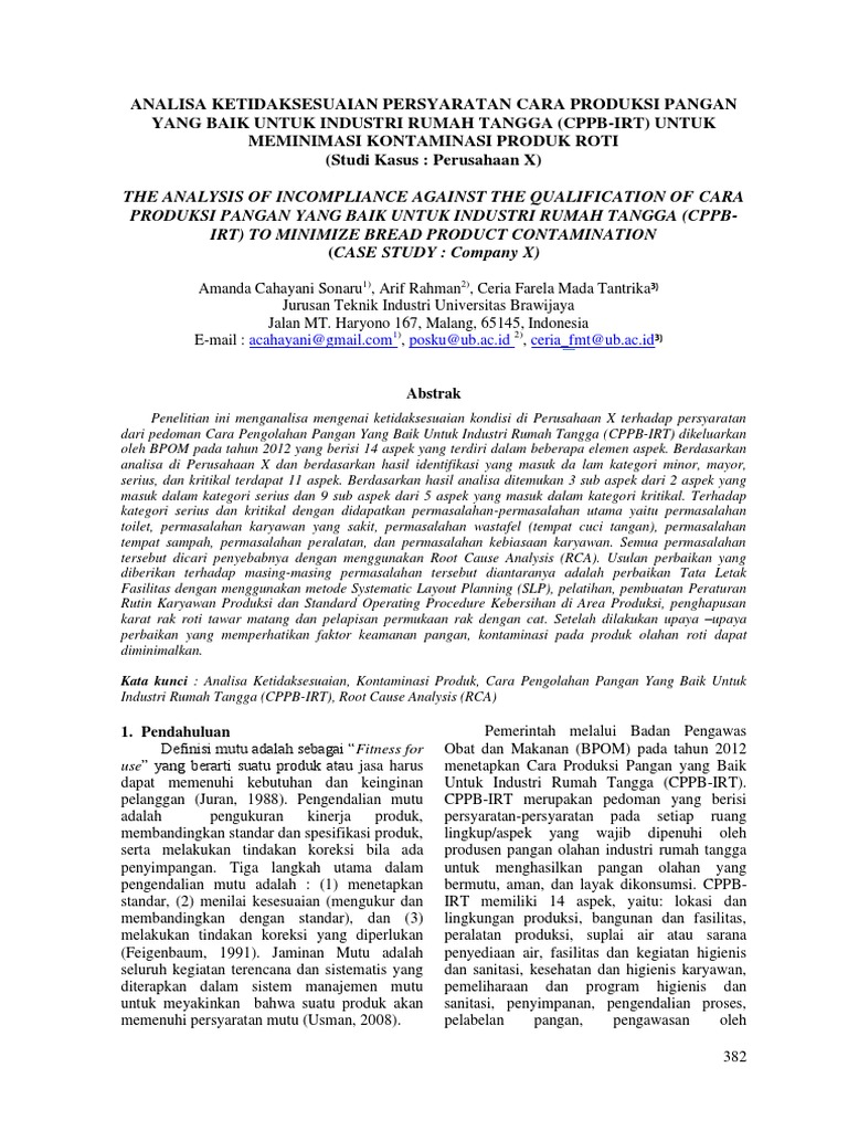 Analisis CPPB-IRT Minimalkan Kontaminasi Roti | PDF | Bisnis | Sains & Matematika