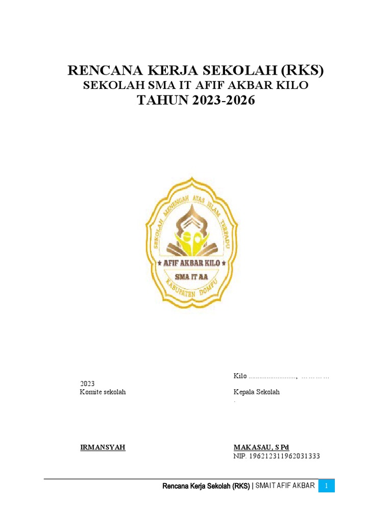 Rencana Kerja Sekolah (RKS) | PDF