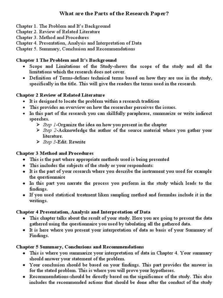 What Are The Parts of The Research Paper | PDF | Methodology | Data